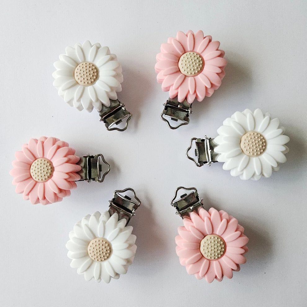 Daisy Silicone Pacifier Clips | Hey Beadly