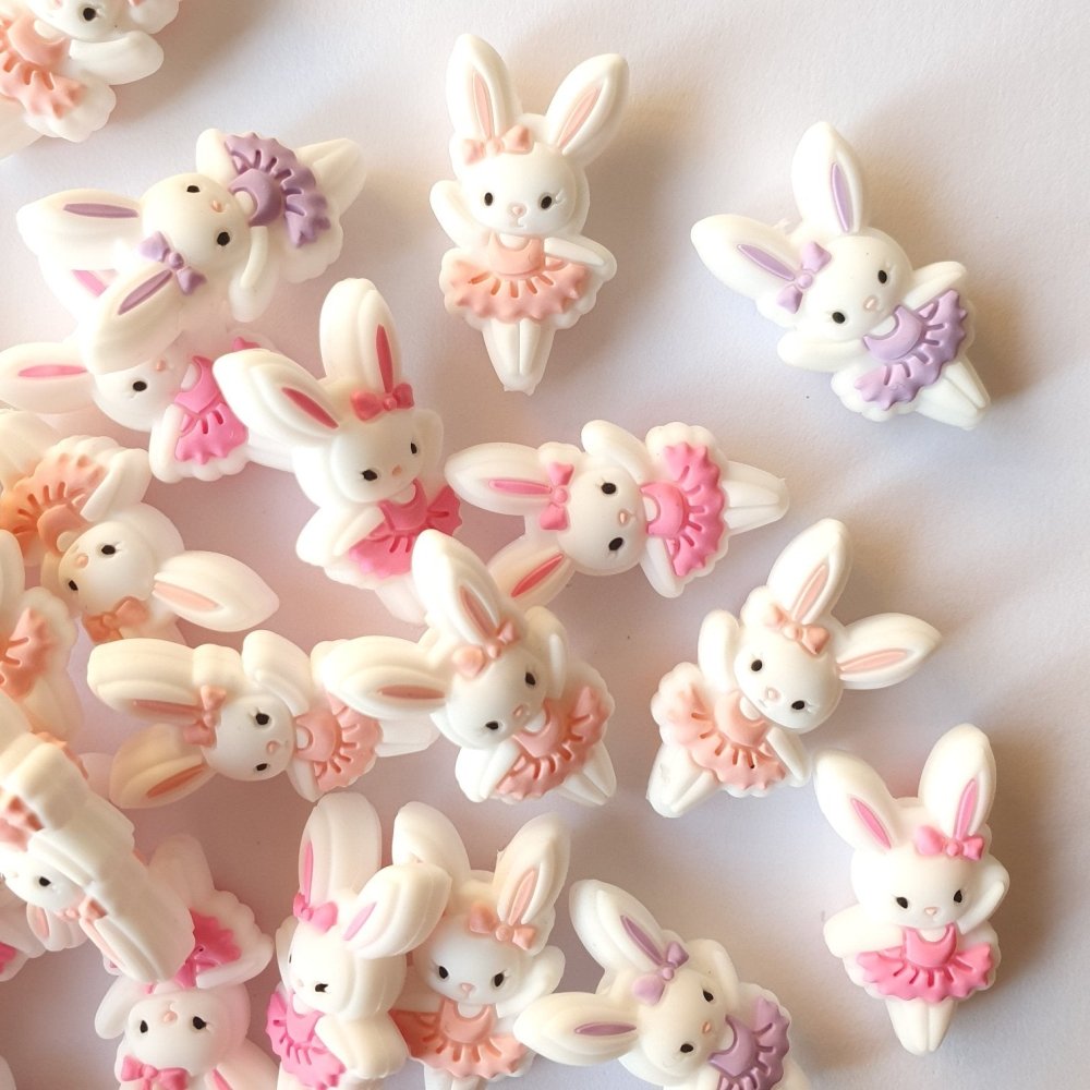 Ballerina Bunny Silicone Beads | Hey Beadly