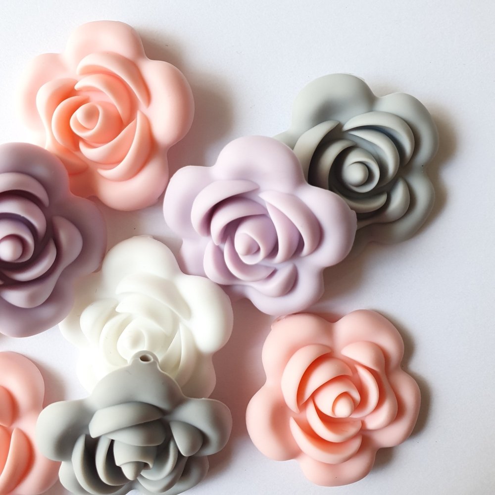 Large Rose Silicone Beads | Hey Beadly