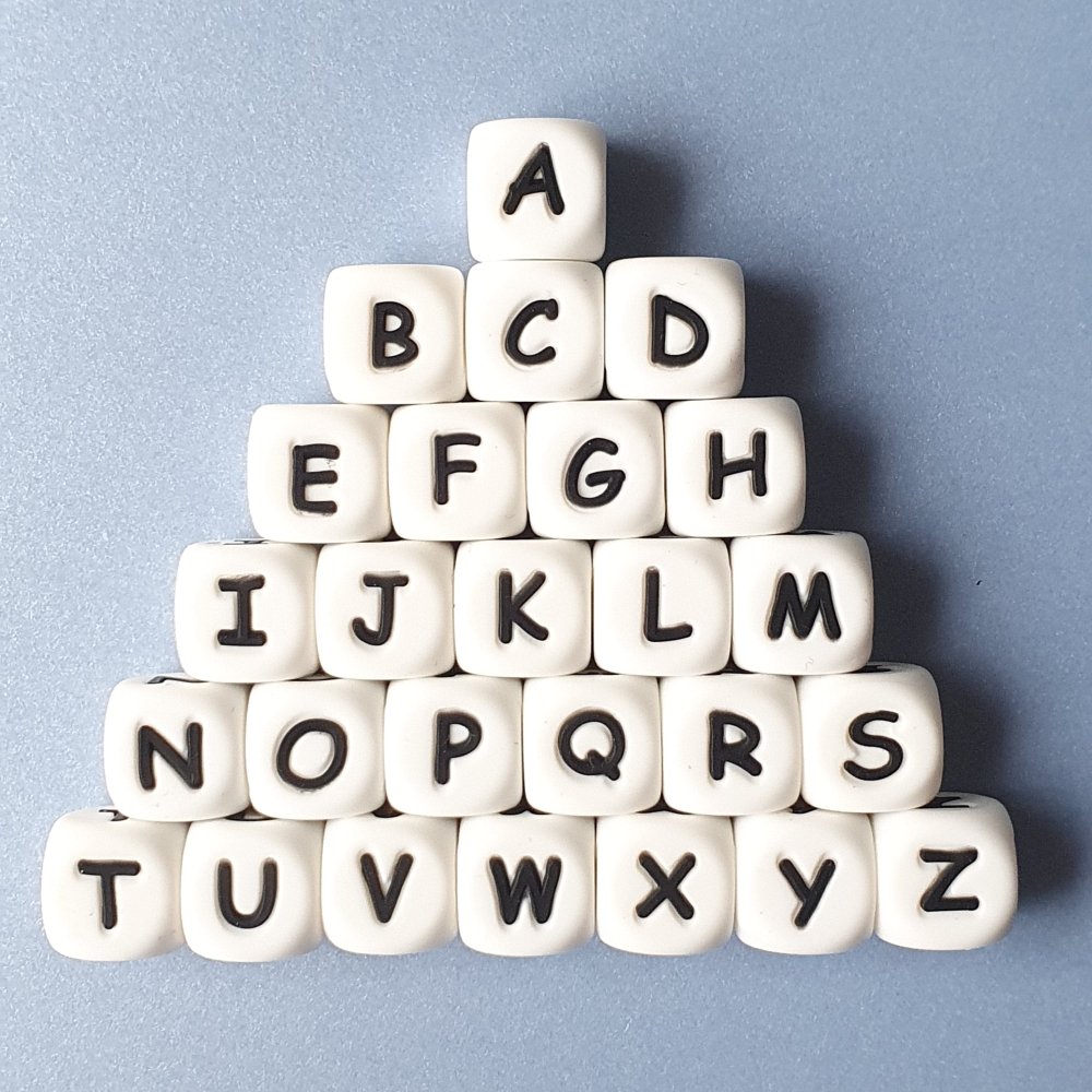 White Silicone Alphabet Beads | Hey Beadly